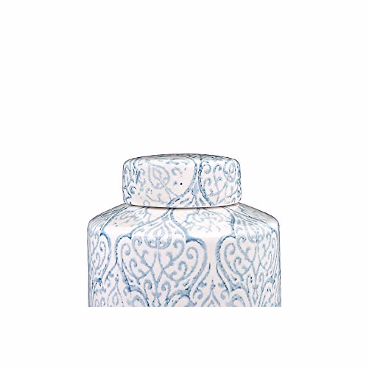 Creative Co-Op Decorative Ceramic Ginger Jar with Lid, Blue and White Large