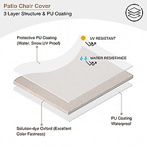 NATURAL EXPRESSIONS Patio Chair Covers, Large Outdoor Chair Covers Waterproof,Anti-UV/Wind,Patio Furniture Covers for High Back Chair,Stacking Chairs,Rocker,Swivel Chair,Deep Seat Chair(30"x 37"x 34")