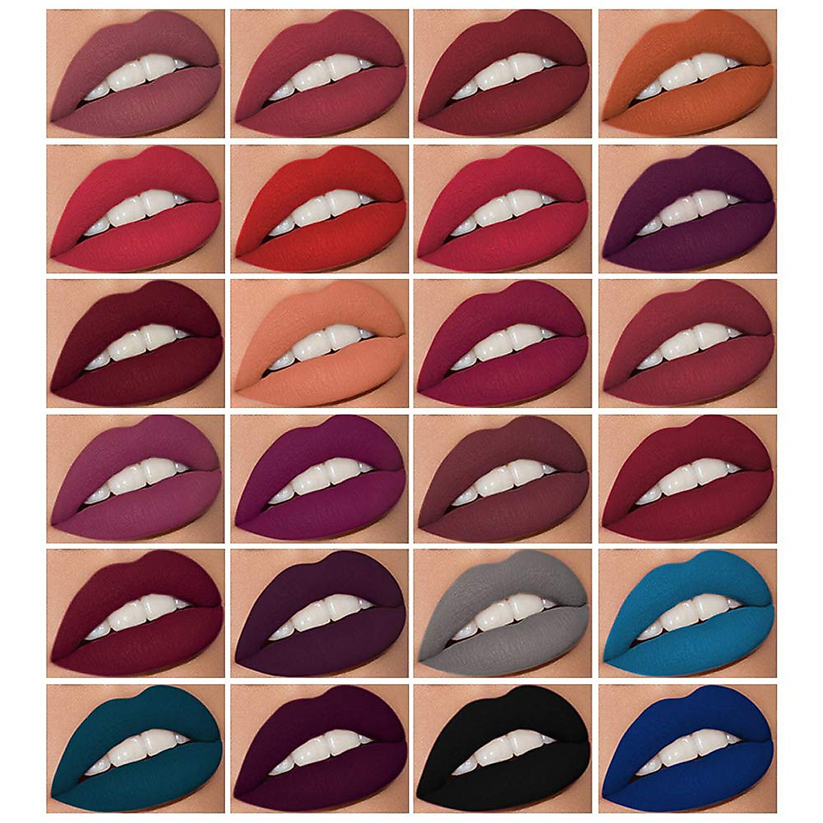 WAQIA 24Pcs Matte Liquid Lipstick Set Waterproof Lip Gloss Kit Long Lasting Lipgloss Kit