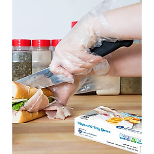 Gloves+com Disposable Food Service Poly Gloves, Large, 500 Count - High Density, Odorless, Extra Finger Tip Protection, Good Grip, Food Grade Material