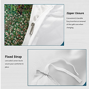 HOBBOY Garden Floral 3pc Bedding Set Green Plant Duvet Quilt Cover 2 Pillow Shams Warm Duvet Cover Sets Gustav Klimt Aesthetic Duvet Cover Twin XL