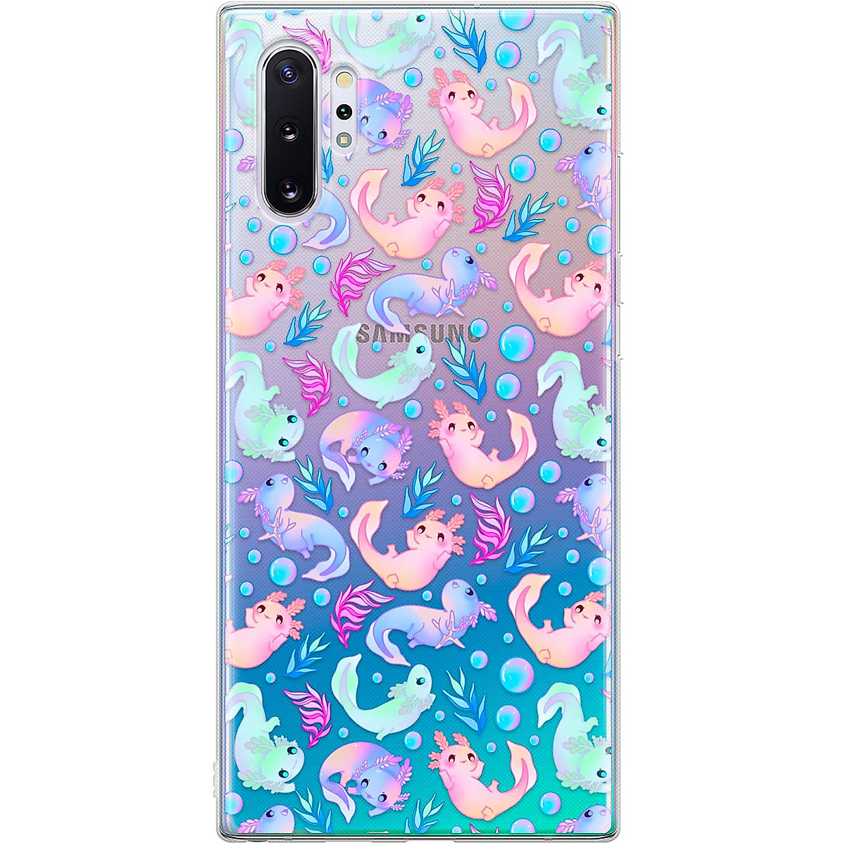 TPU Phone Case Compatible with Samsung A72 A71 5G A70 A51 A50 A32 A21 A11 A12 A13 A14 A01 Dinosaur Clear Flexible Protective Colored Cute Soft Kawaii Axolotls Lightweight Cover Ocean Silicone