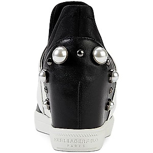Karl Lagerfeld Paris Womens Charsi Leather Casual and Fashion Sneakers Black