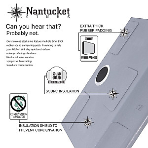 Nantucket Sinks SR3218-16 32-Inch Small Radius Rectangle Stainless Steel Undermount Kitchen Sink