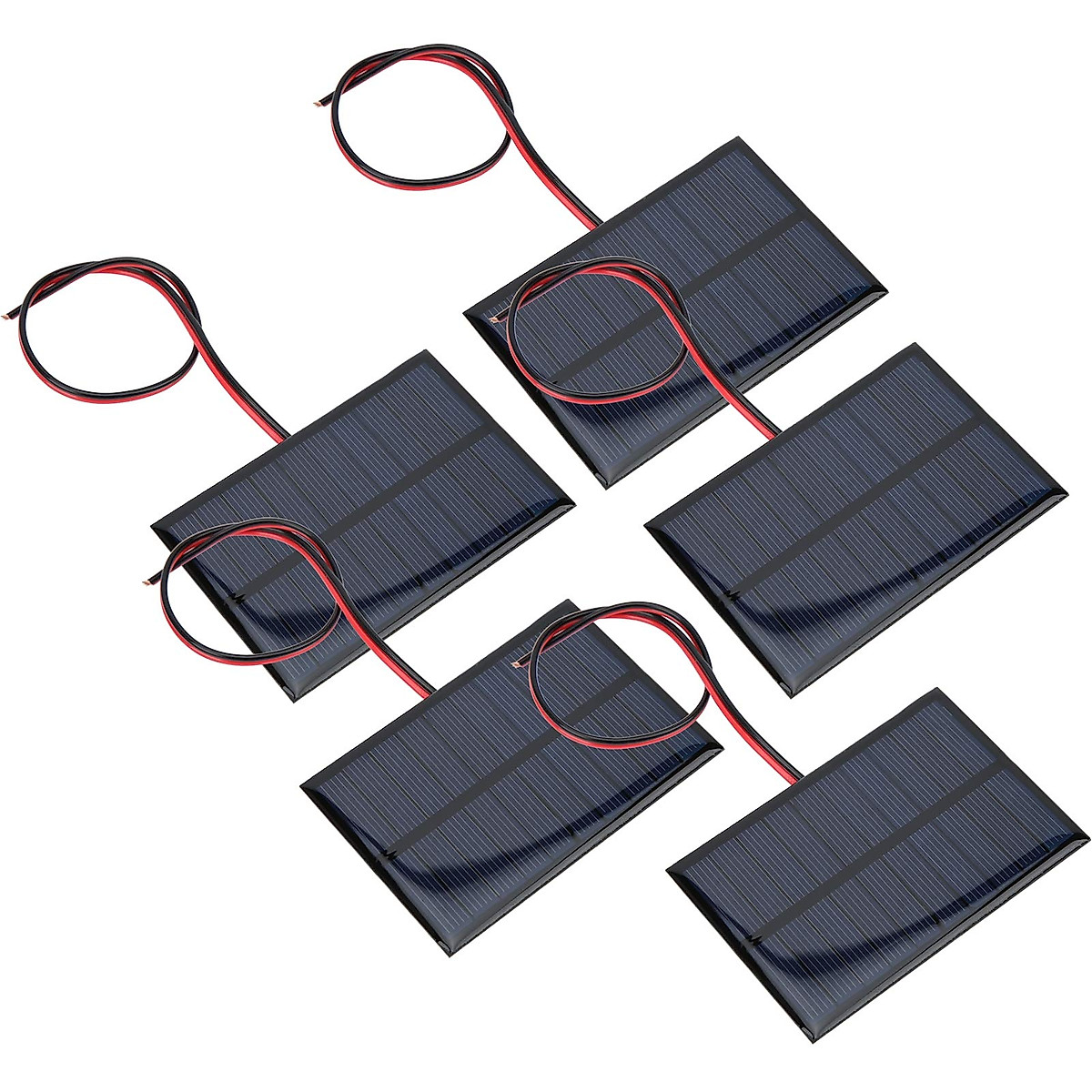 5Pcs DC 5V Solar Panel Module with 30cm/11.8in Cable Weatherproof Charging