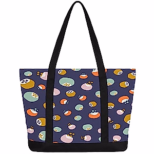 bisibuy Hand Painted Fruit Berries Tote Bag Tote Bag for Women Reusable Grocery Shopping Cloth Bags with Zipper Large Capacity Foldable Handbag Gym Bag for Gift Activity