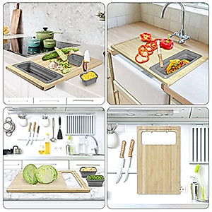 Bamboo Cutting Board Set with Juice Groove - Wood Cutting Boards for Kitchen, Wood Cutting Board Set, Kitchen Chopping Board for Meat Cheese and Vegetables (Grey)