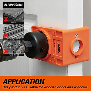 KATA 1-3/8" - 1-3/4" Door Lock Installation Kit with Large Chip-Clearance Slots, Door Lock Hole Saw for Deadbolts and Locksets for Wooden Doors with Guide Template, Carbon Steel, Orange