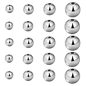 200 Pcs Mix White K Beads Smooth Little Round Spacer Beads Brass Long-Lasting Tarnish Resistant Seamless Loose Beads for DIY Bracelet Jewelry Making (3/4/5/6MM-Silver)