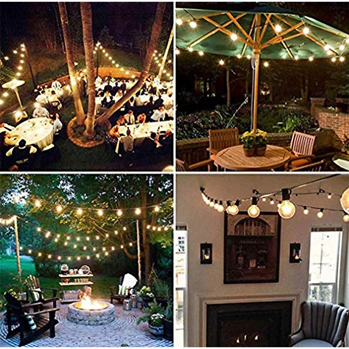 25Ft LED String Lights, G40 Outdoor Patio String Lights with 27 Shatterproof LED Clear Globe Bulbs, Indoor&Outdoor String Lights for Patio Garden Backyard Bistro Pergola Tents Gazebo Decor, White Wire