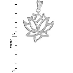 10k White Gold Lotus Flower Pendant