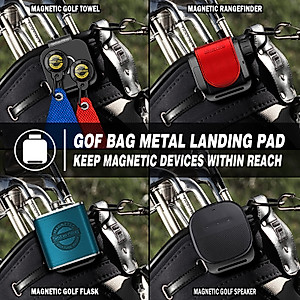 SisterAling Golf Bag Metal Landing Pads for Magnetic Golf Towel,Golf Rangefinder,Golf Flask,Golf Speaker- Quick Access to Magnetic Golf Equipment and Accessories-Gift for Golfers-US Patent