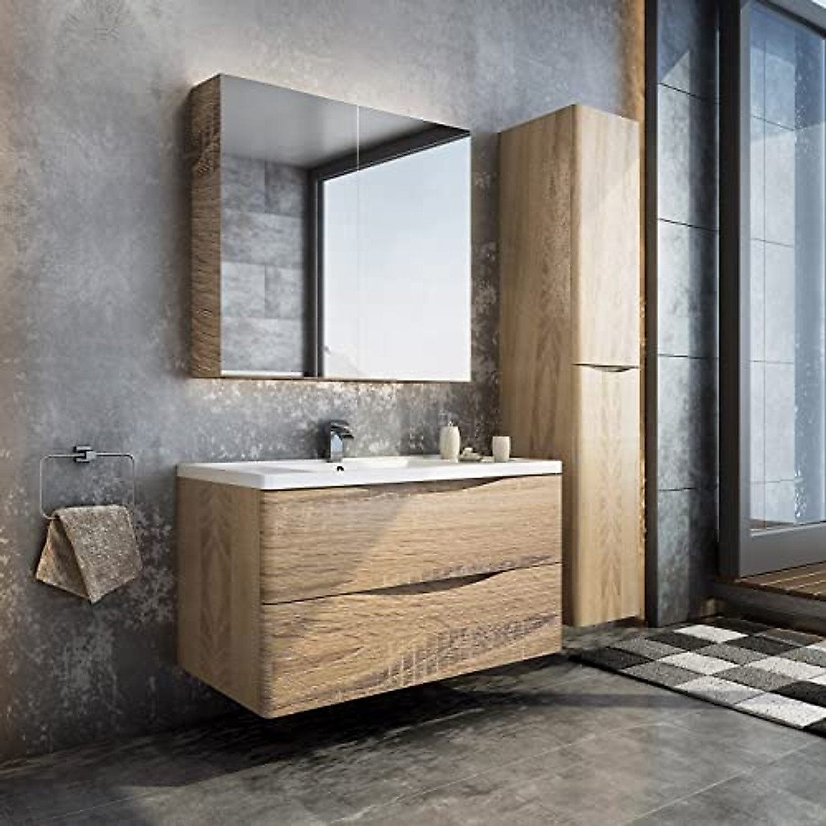 Koozzo 30" Bathroom LED Medicine Cabinet with Mirror, Wall Mount Mirror Cabinet with LED Light, VC1006