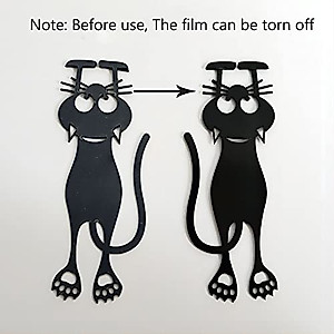 Curious Cat Bookmark for Cat Lovers,Locate Reading Progress with Cute Cat Paws Bookmarks,3D PVC Reusable Creative Cutout Black Cat Markers Hanging Kawaii Bookmark Kids Students Reader Teachers Gift
