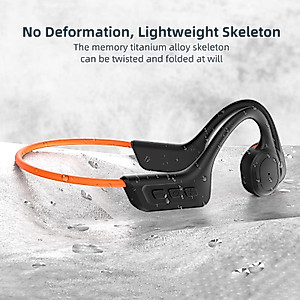 CelsusSound Bone Conduction Headphones,Open-Ear Bluetooth Sport Headphones with Mic, Wireless Earphones,Sweatproof Headphones for Running and Workouts(Orange)