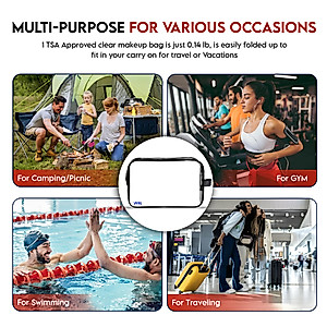 VYRL 2 Pack Clear Makeup Bag - Quart Size 3-1-1 TSA Approved Toiletry Bag with Zipper - Water-Resistant Durable PVC Clear Toiletry pouches for Carry-on Airport Travel Accessories - Black