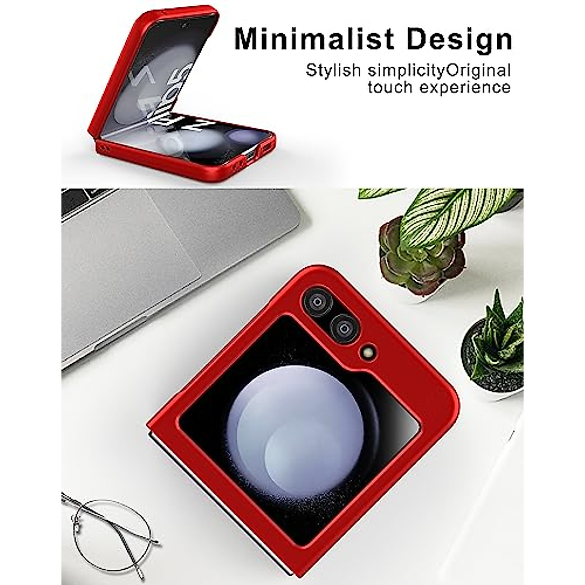 Foluu Slim Fit Case for Samsung Galaxy Z Flip 5 Case, Ultra Thin Matte PC with Non-Slip Grip Full Protection Protective Cover for Samsung Galaxy Z Flip5 5G 2023 (Red)