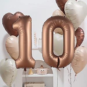 YFHVJTKO 40 Inch Number 10 Foil Balloons 10th Celebration Decorations for Happy 10th Birthday Party Wedding Bridal Shower Engagement Photo Shoot Anniversary Decoration, Number 10 Chocolates Balloon