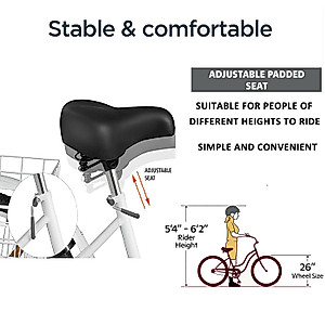 Adult Tricycle Bike 1/7 Speed 3-Wheel for Shopping W/Installation Tools Three-Wheeled Bicycle for Men and Women (White)