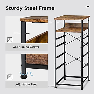 YeTom 5 Drawer Dresser, Tall Dresser for Bedroom with Storage, Vertical Storage Tower Fabric Dresser with Open Shelf, Small Dresser for Bedroom, Apartment, Easy Assembly, Rustic Brown