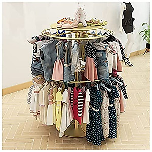 AMSXNOO Rotatable Round Clothes Rack 2-tier Kids Clothing Rack for Boutiques, Floor-Standing Circular Children Garment Rack Stand, Retail Display Costume Coat or Underwear Rack