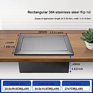 CapriTech Built-in Countertop Trash Bin Lid and Waste Chute Lid - 304 Stainless Steel Balance Flap Cover, Black Trash Grommet Swing Trash Can Lid