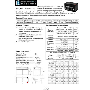 Mighty Max Battery 12V 15AH Battery Replacement for Pride Mobility BATLIQ1013-2 Pack