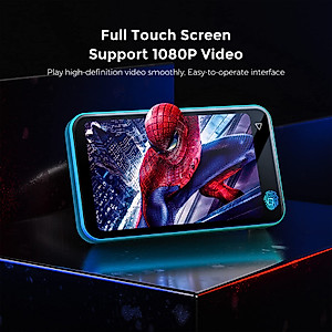 TIMMKOO 72GB MP3 Player with Bluetooth, 4.0" Full Touchscreen Mp4 Mp3 Player with Speaker, Portable HiFi Sound Music Player with Bluetooth, Voice Recorder, E-Book, Supports up to 512GB TF Card (Blue)