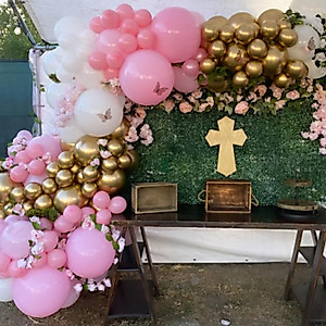 Pink Gold White Latex Balloons, 50 Pack 12 Inches Party Balloons Helium Balloons for Girl Baby Shower Birthday Bridal Shower Wedding Party Decorations Supplies