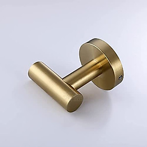 ZWTNBFST Bath Towel Hook Wall-Mounted SUS 304 Stainless Steel Coat Hook for Bathroom Kitchen Livingroom Garage Hotel Brushed Finish 2 Pcs (Brushed Gold)