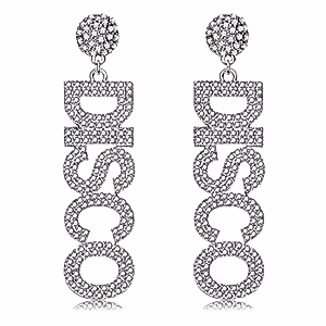 Disco Ball Earrings, Reflective Large Disco Ball Hoop Earrings, 70s 80s Mirrorball Earrings, Dance Party Costume Accessories, Country Concert Outfits for Women (Rhinestone Disco)