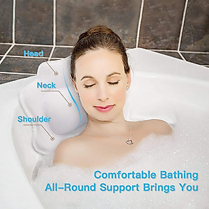 Beautybaby Bathtub Spa Pillow, Non-Slip 4 Strong Suction Cups, Bath Pillows for Tub, Head, Neck, Shoulder Support, Breathable Relax Comfort