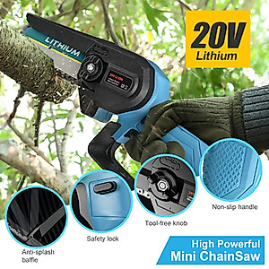 Mini Chainsaw Cordless 4 Inch Electric Small Chain Saw Battery Powered Portable Handheld Mini Chain Saw, Pruning Shears ChainSaw for Wood Cutting, Tree Trimming, Gardening, Camping, Courtyard&Gard