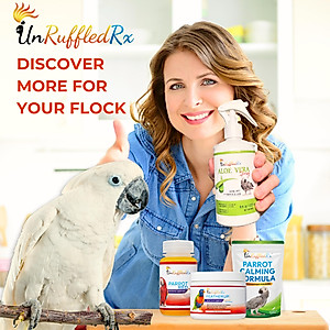 UnRuffledRx FeatherUp! Bird Vitamins with Biotin for Beautiful Plumage - Feather Growth Supplements for Parrots - 90 gm - 240 Servings