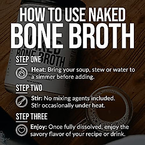 Naked Bone Broth – Beef Bone Broth Protein Powder – 20g Protein, Only 1 Ingredient – Gut Health and Joint Supplement – Unflavored – No GMO, Gluten, or Soy – 1 Pound