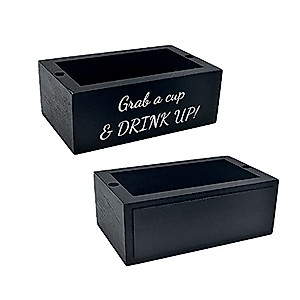 Elvonis Black Double Solo Cup Holder with Marker Slot - “Mark Your Cup and Drink Up” Cup Organizer and Dispenser with Erasable Chalkboard.