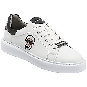 Karl Lagerfeld Paris Men's Lightweight Phylon Sole Leather Sneaker, White, 8.5