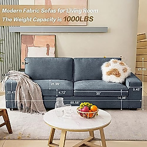 COOSLEEP Modern Sofas Couches for Living Room, Loveseat Sofas & couches with Removable Sofa Cushion and Detachable Sofa Cover, Solid Wood Frame and Serpentine Spring,Easy to Install (Blue)