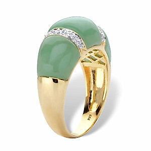 PalmBeach Yellow Gold-plated Sterling Silver Genuine Green Jade and Round Genuine Topaz Dome Ring Sizes 6-10 Size 8