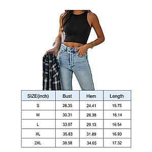 REORIA Women's Sexy Sleeveless High Neck Racerback Cropped Tank Tops Cute Teen Girls Halter Neck Crop Tops Vest White Medium