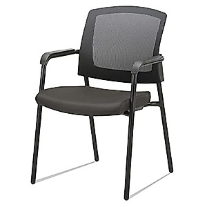 CLATINA Home Office Desk Chair No Wheels,Ergonomic Mesh Mid Back Stacking Arm Chair for Remote Learning,Small Office,Guest Chair,College Apartment - Alba Black