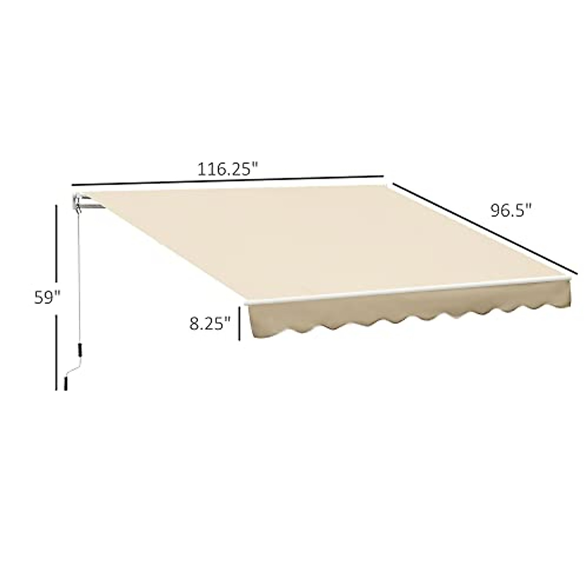 Outsunny 10' x 8' Manual Retractable Awning Sun Shade Shelter for Patio Deck Yard with UV Protection and Easy Crank Opening, Beige
