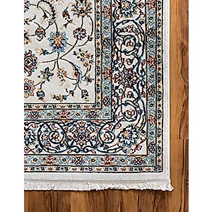 Unique Loom Narenj Collection Area Rug - Leeds (3' x 13' 1" Runner, Ivory/ Blue)
