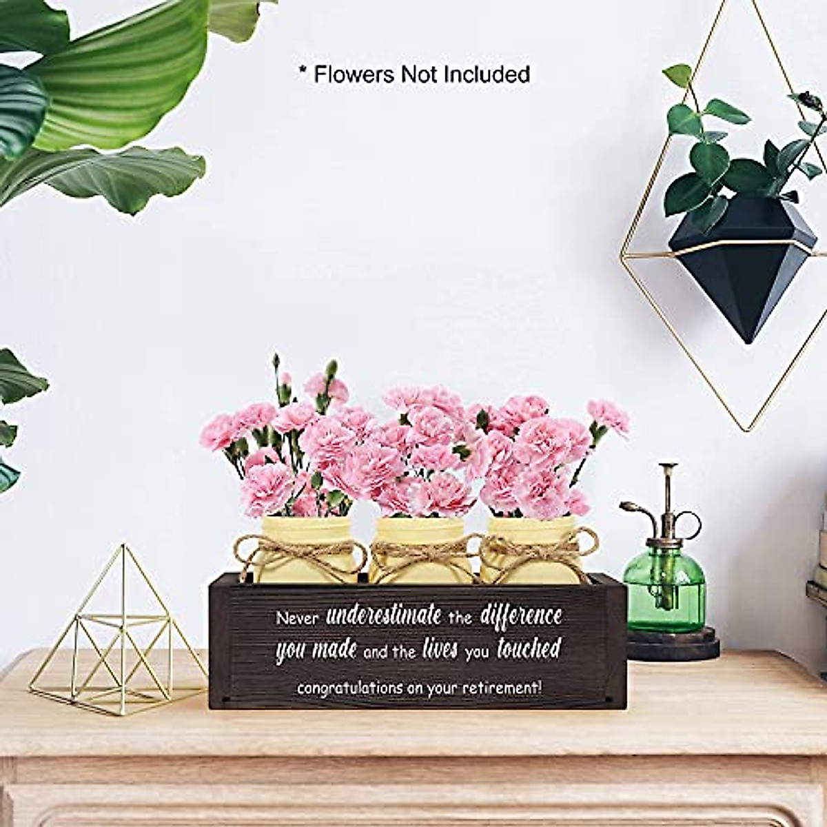 THYGIFTREE Retirement Gifts for Women, 2023 Happy Retirement Appreciation Gifts for Mom Teacher Nurse Coworkers Employee Friends, Mason Jar Farmhouse Planter Box - Never Underestimate the Difference You Made
