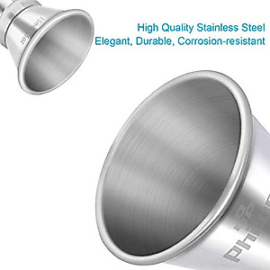 PHILORN 2 Set Double Jigger 0.5 & 1 oz 304 Stainless Steel with Recipe 15ml & 30ml Measuring Cup Measure Liquor Quickly Accurately Cocktail Jigger Round Edge and Thin Waist for Comfort Holding