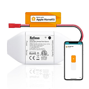 Smart Wi-Fi Garage Door Opener, Compatible with Apple HomeKit, Siri, Alexa & Google Assistant, Carplay, App Remote Control, Only Support 2.4GHz Networks