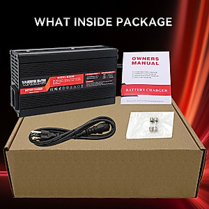 WAOUKS 50.4V 6A Charger 50.4V Lithium Battery Charger 44.4V Charger with Cooling Fan Aluminum Case Used for 12S 44.4V Lithium Battery Output XT60 Male Connector