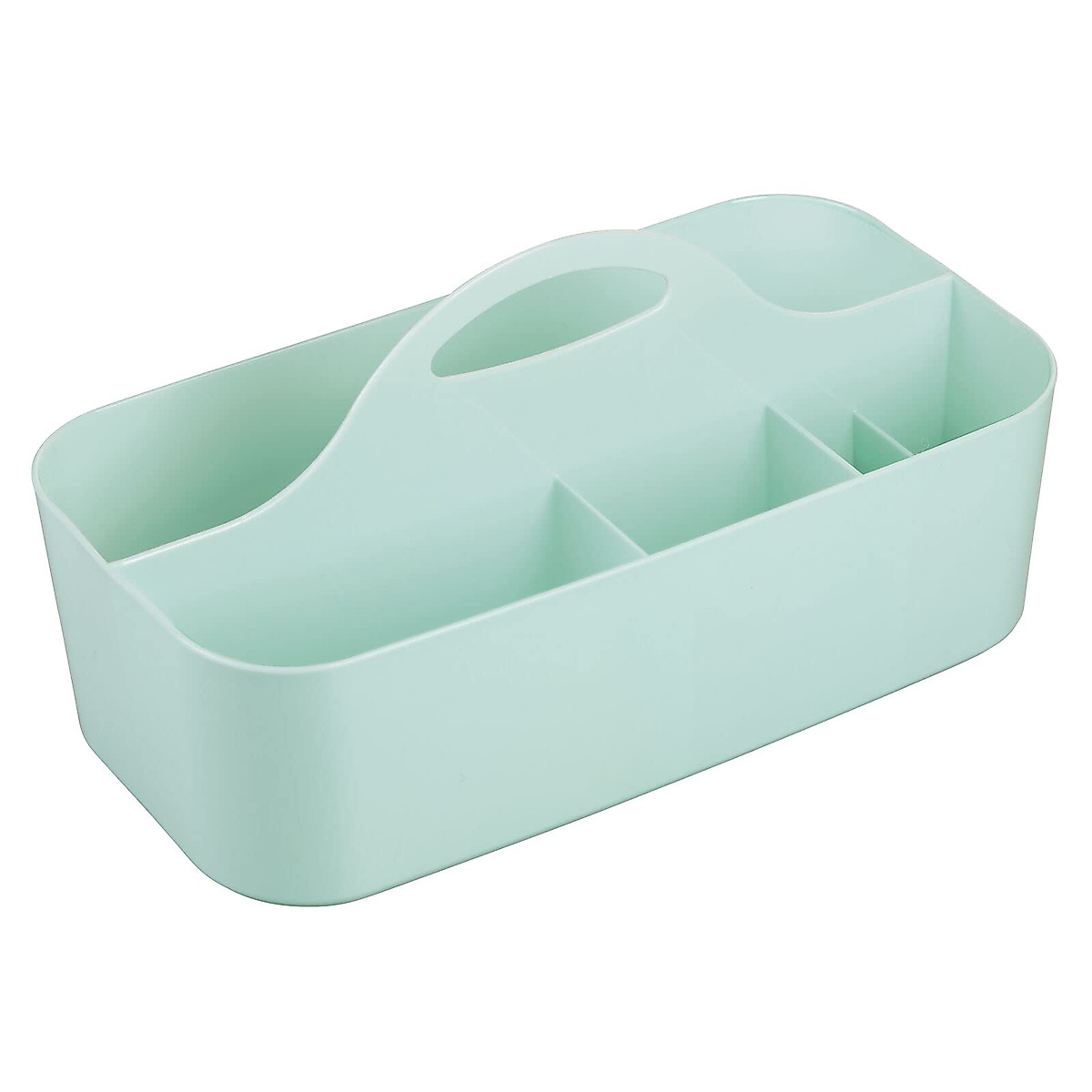 mDesign Plastic Portable Nursery Storage Organizer Caddy Tote - Divided Basket Bin with Handle - Holds Bottles, Spoons, Bibs, Pacifiers, Diapers, Wipes, Baby Lotion - Lumiere Collection - Mint Green