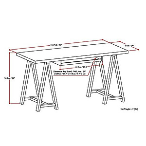 SIMPLIHOME Sawhorse SOLID WOOD Modern Industrial 60 inch Wide Home Office Desk, Writing Table, Workstation, Study Table Furniture in Medium Saddle Brown