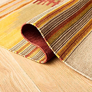 SAFAVIEH Kilim Collection Area Rug - 8' x 10', Red & Multi, Handmade Southwestern Tribal Wool, Ideal for High Traffic Areas in Living Room, Bedroom (NVK177A)